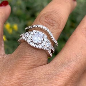 Jewelry | 14k Gold Plated Engagement Ring And Wedding Band | Poshmark